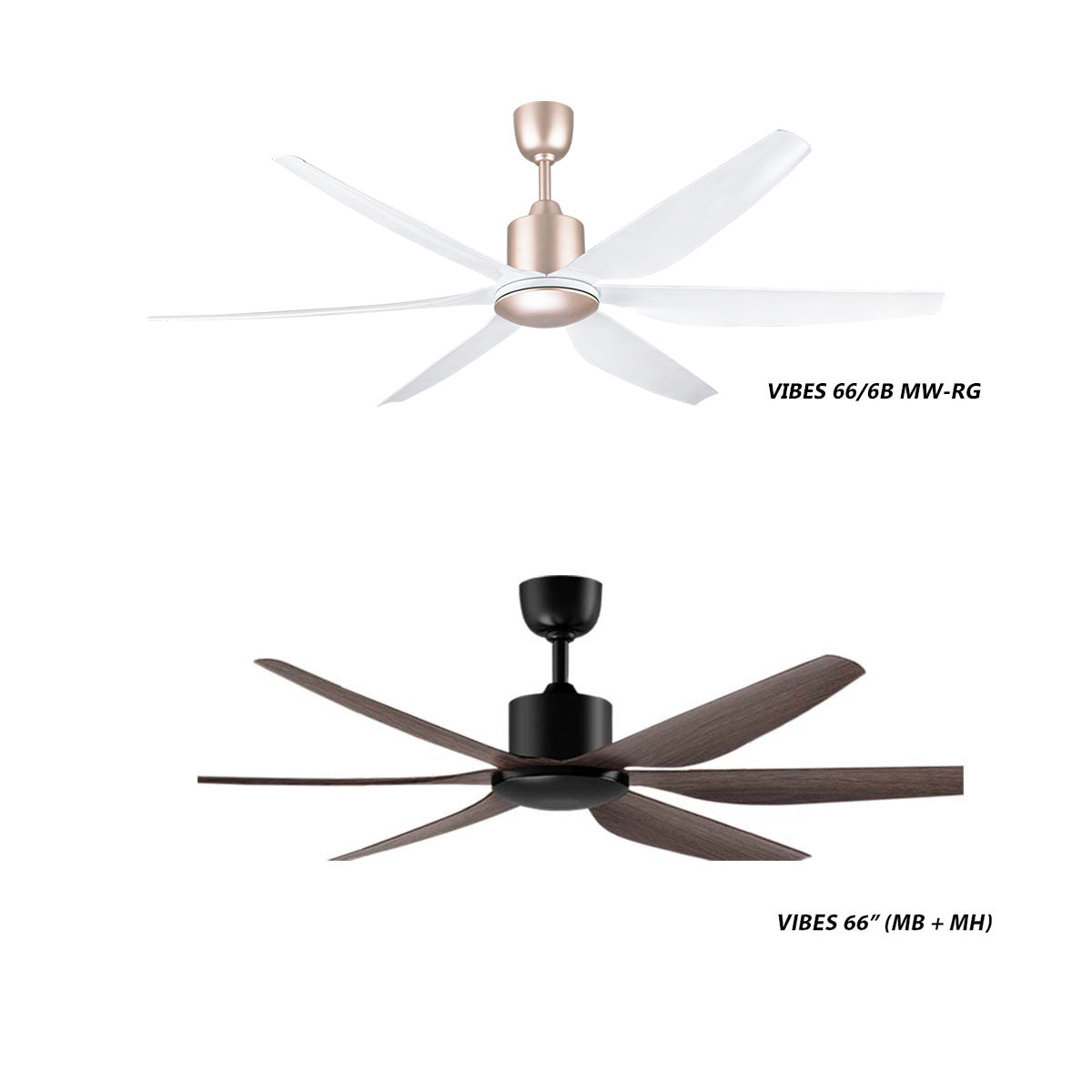 Regair Vibes 66” Ceiling Fan DC Motor Vibes 66-MBMH (Mattblack Mahogan