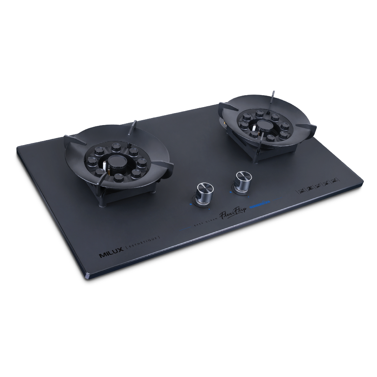 Milux Dapur Gas Kaca 9 Burner Head Glass Hob Gas Cooker MGH-F288L