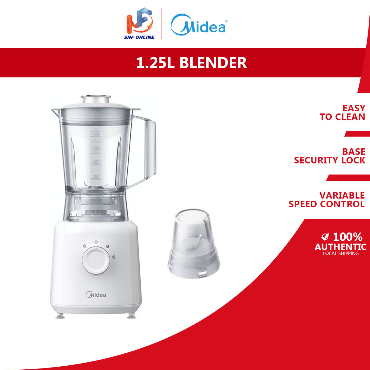Midea 1.25L Blender MBL-6010W