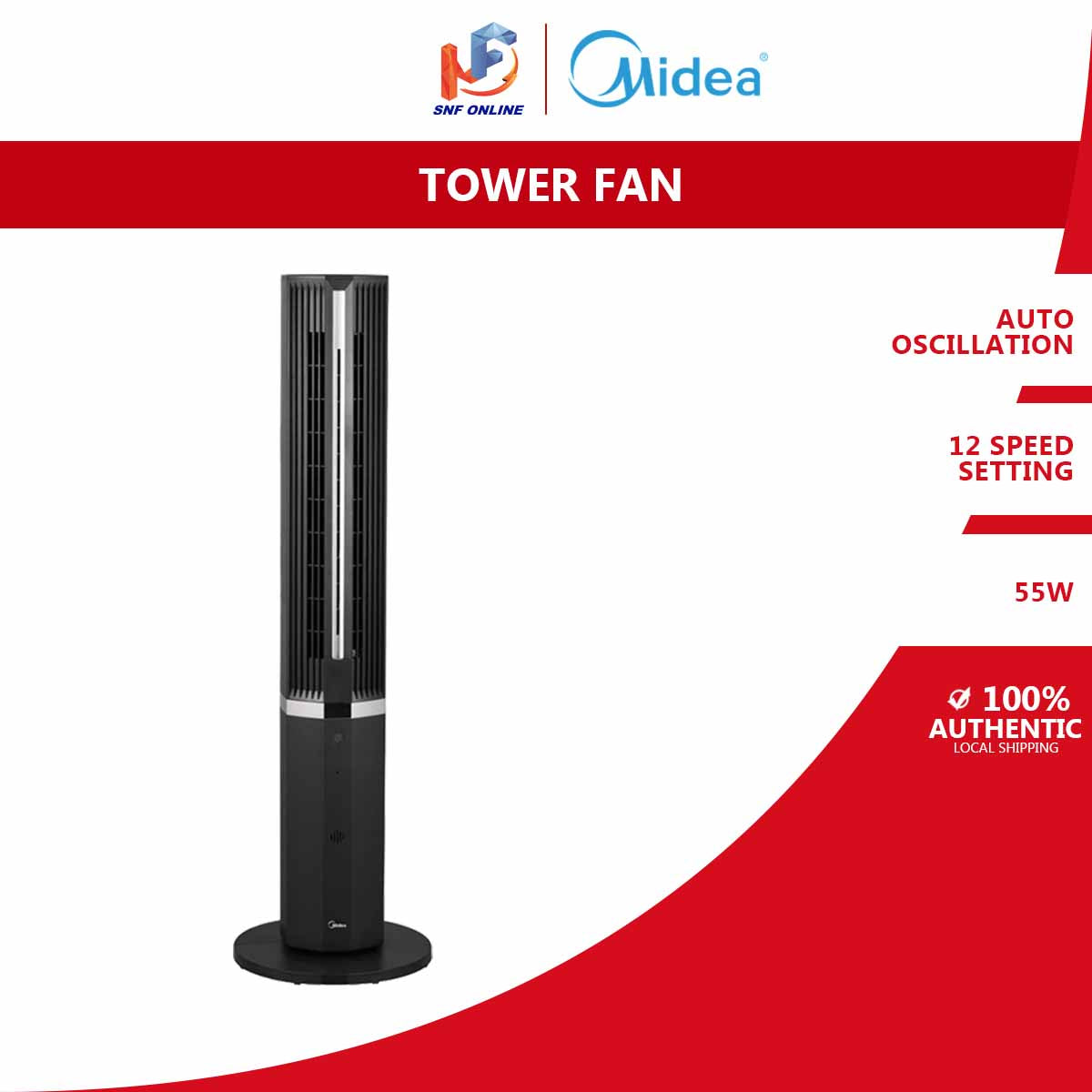Midea Kipas Menara Misting Tower Fan 55W DC Motor MFZ420D0BPK