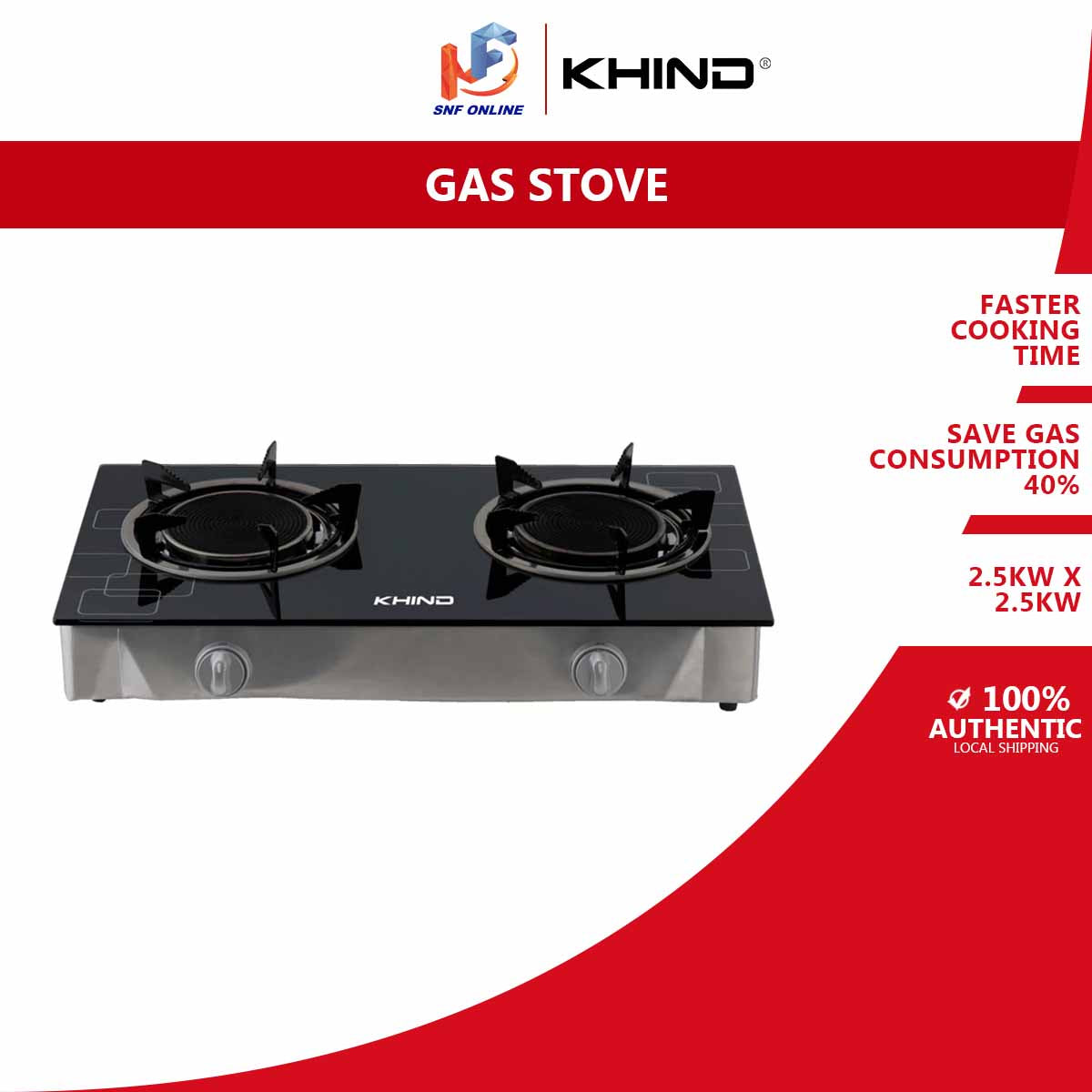 KHIND Dapur Gas - Glass Top Infrared Gas Cooker GCGI1500