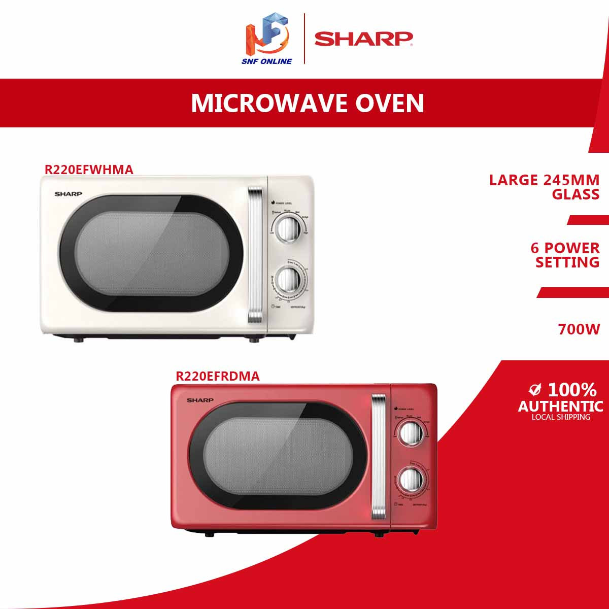 Sharp Pemanas Lauk 20L Peko Microwave Oven R220EFRDMA (RED) R220EFWHMA