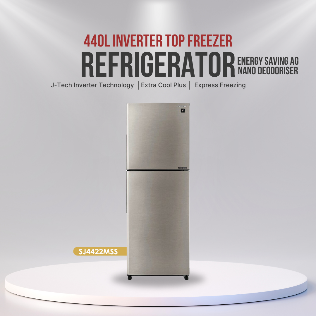 Sharp Peti Sejuk 2 Pintu - 440L Inverter Refrigerator SJ4422MSS