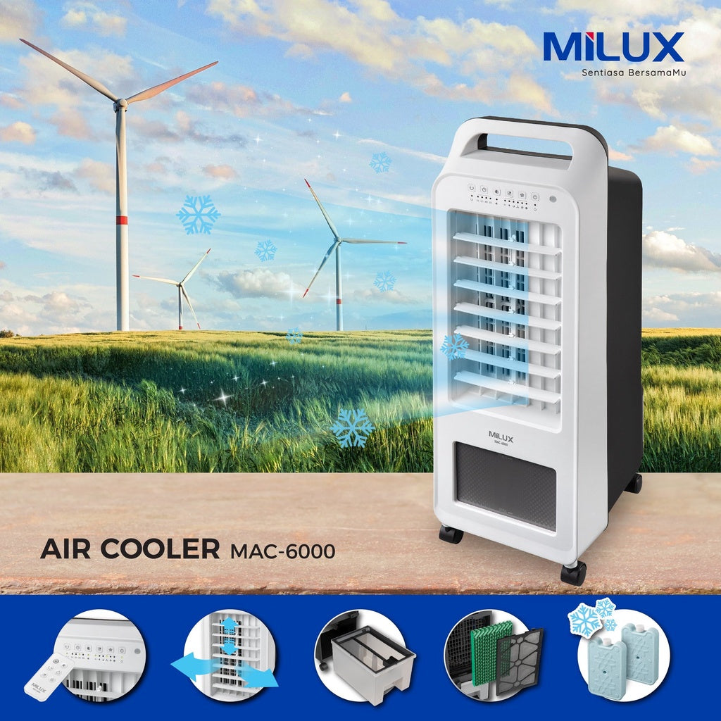 Milux Penyejuk Udara Mudah Alih 6L Air Cooler MAC-6000